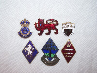 6 GIRL GUIDES COUNTY BADGES PINS LOT SURREY MIDDLESEX KENT DORSET ...