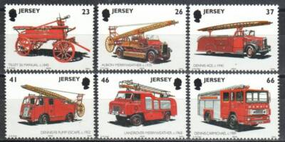 Great Britain-Jersey Stamp 1005-1010 - Fire engines | eBay