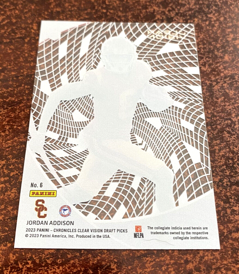 2023 Panini Clear Vision JORDAN ADDISON Rookie Card RC #6 USC ...
