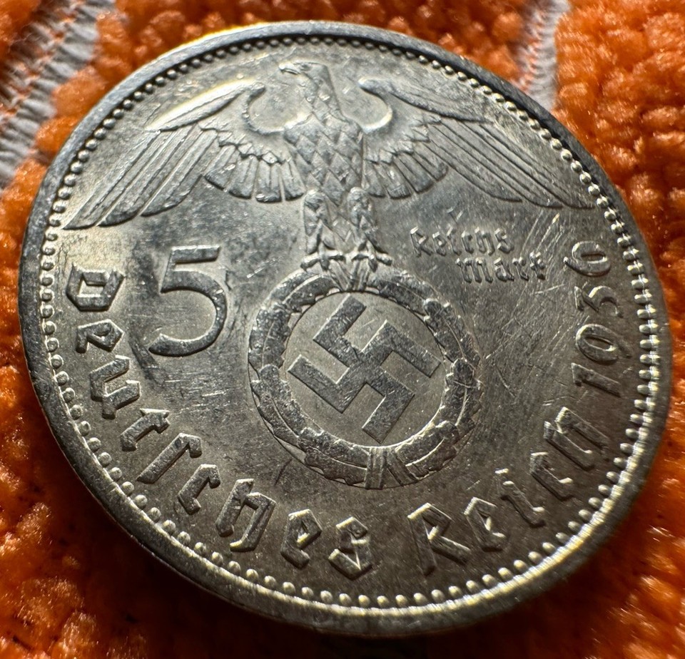 1936 A Germany 2 Paul von Hindenburg 90% Silver German Third Reich 5 ...