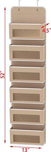 Over Door/Wall Mount 6 Clear Window Pocket Organizer 6 Pockets Beige | eBay