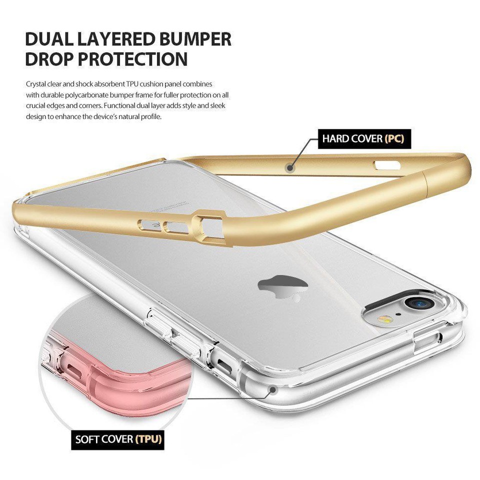 For iPhone 7 / 7Plus Crystal Clear PC Back TPU Bumper Drop Protection ...