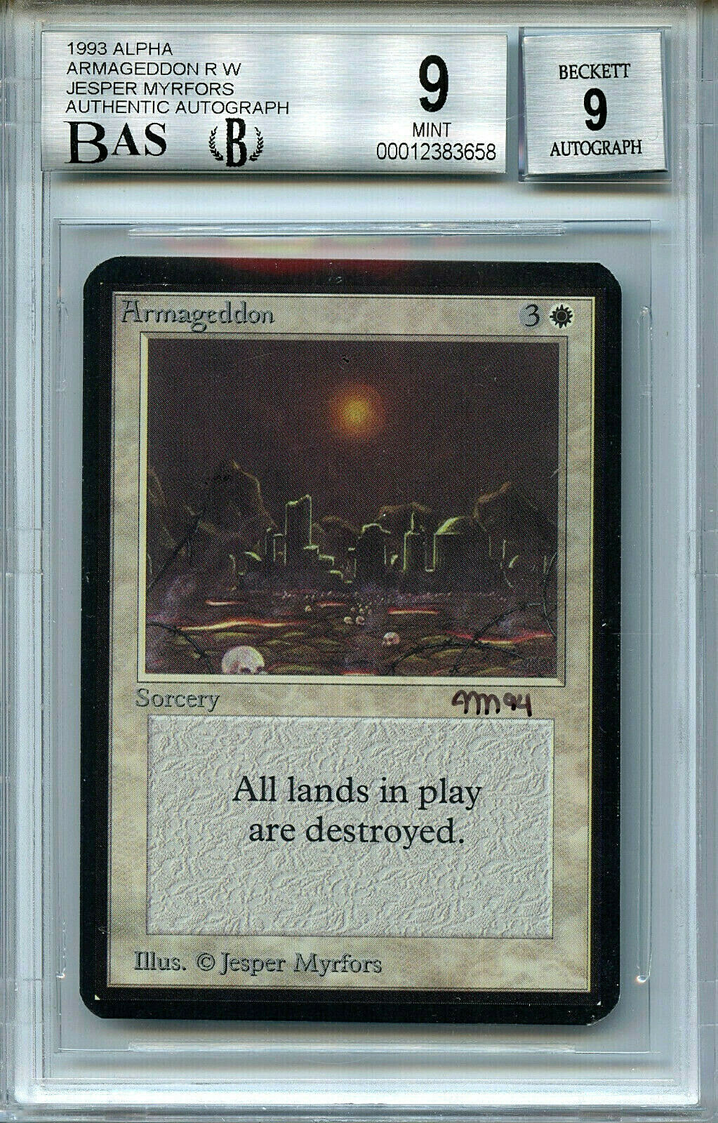 MTG Alpha Armageddon BGS 9 Mint BAS 9 Signed Magic card Amricons 3658 ...