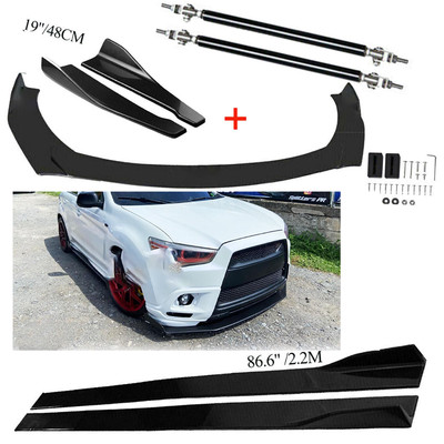 Front Splitter Bumper Lip Spoiler Body+Strut Rods For Mitsubishi ...