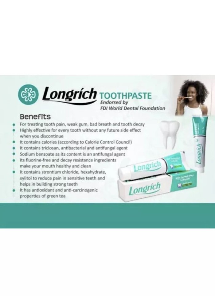 Longrich Toothpaste, WhiteTea, Fluoride Free, Deep Cleaning Jumbo Size ...