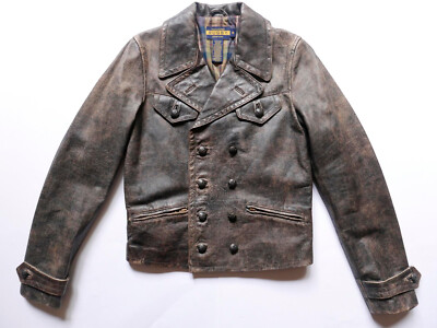 Ralph Lauren Rugby Jacket Moto Racer Leather Brown Distressed Plaid ...
