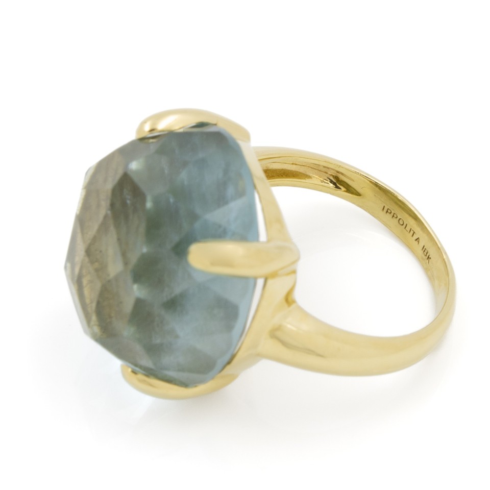 Ippolita 18k Gold Blue Topaz Labradorite Multi-Colored Doublet Ring # ...