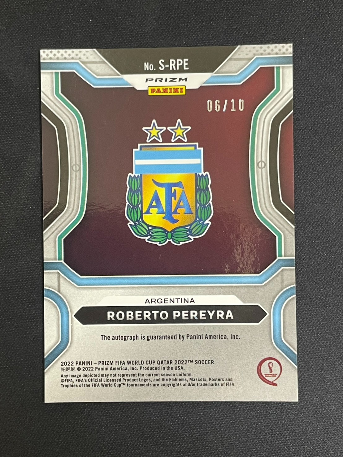 Roberto Pereyra 2022 Panini Prizm FIFA World Cup /10 Gold Signatures #S ...