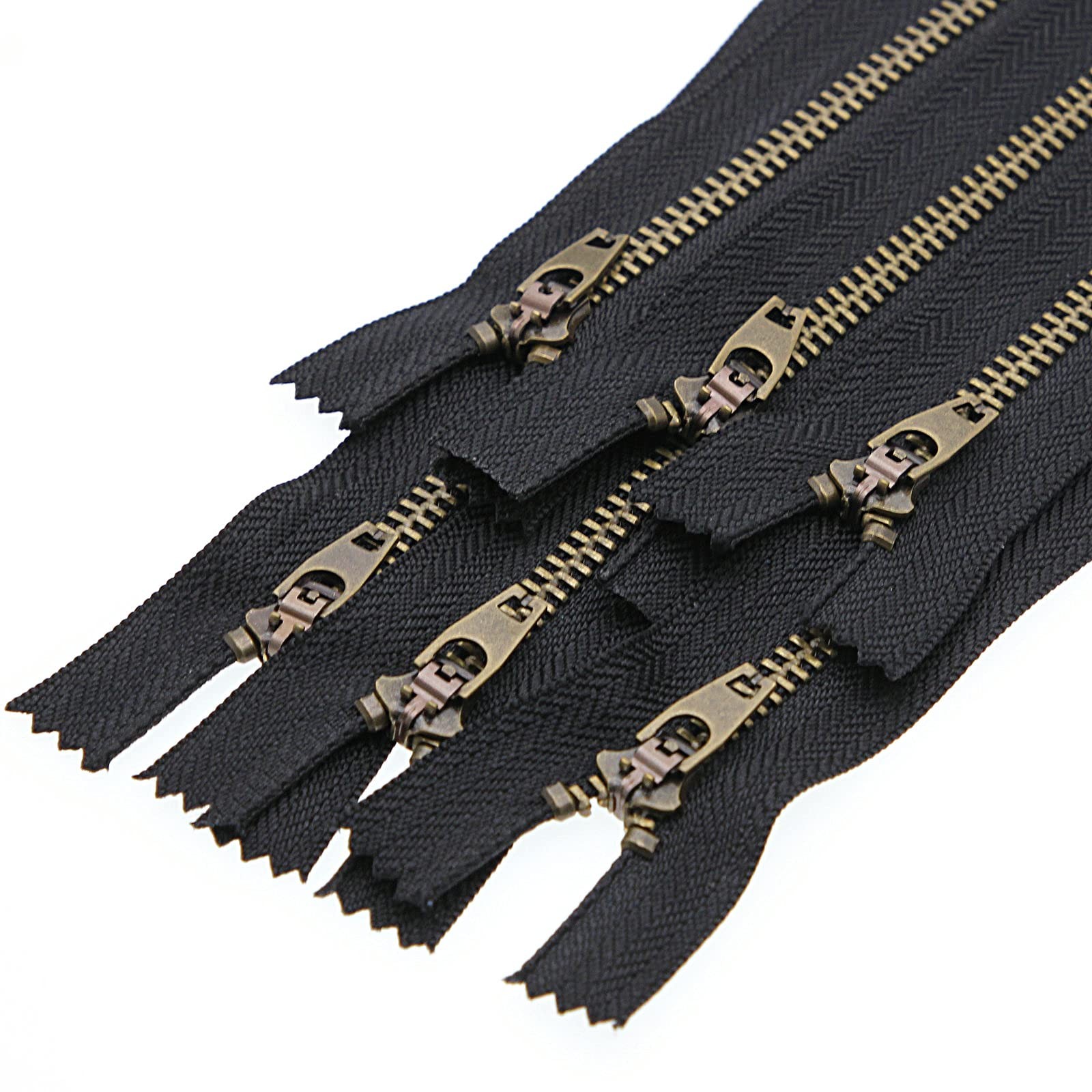 5# Metal Zipper for Jeans 7" Antique Brass Y-Teeth Zipper 7 inch Close ...