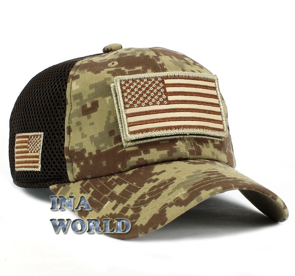USA Flag Hat Detachable Patch Tactical Operator Micro Mesh Military ...
