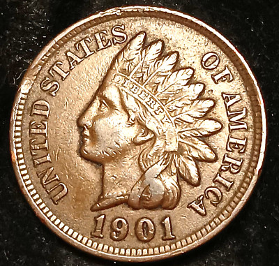 1901 Native American Indian Head Penny RARE FULL LIBERTY BEAUTIFUL coin ...