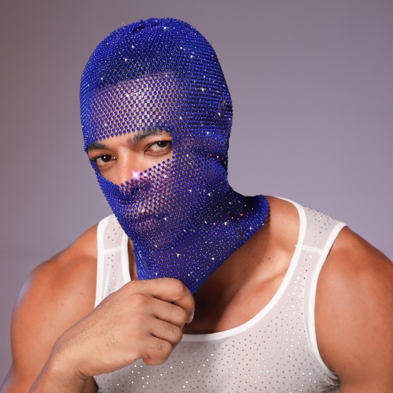 Men's Face Mask Eye Opening Rhinestone Sparkly Womens Mask Hat for ...