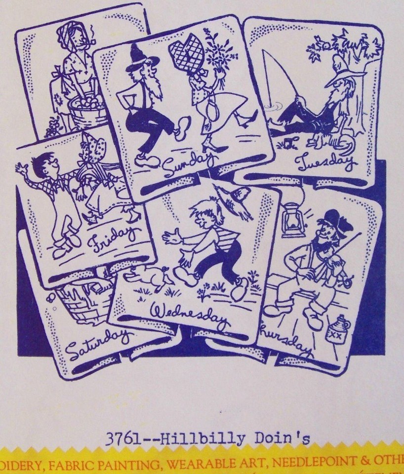 Aunt Martha's 3761 Hillbilly Doin's Dish Towels Iron Embroidery ...