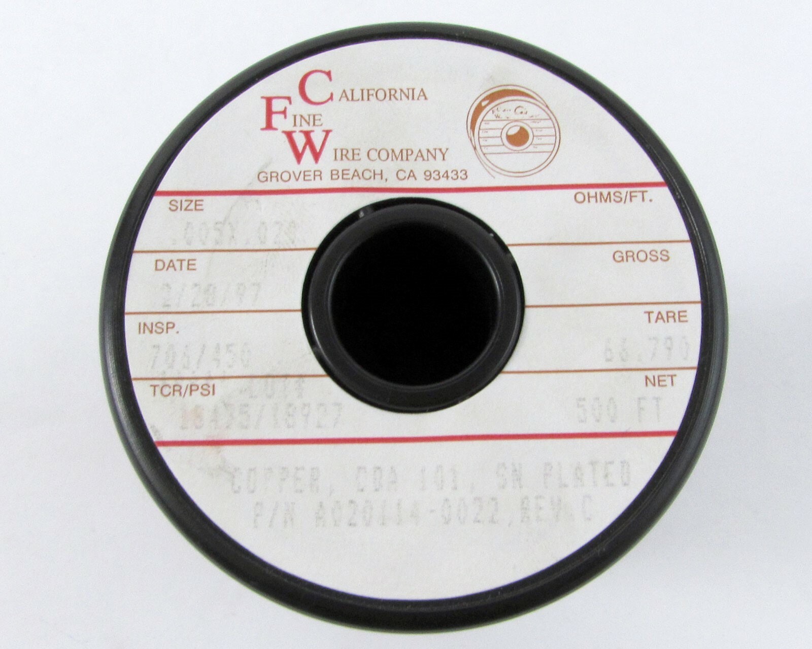 California Fine Wire Company 500ft SN Plated Copper Wire A020114-0022-C ...