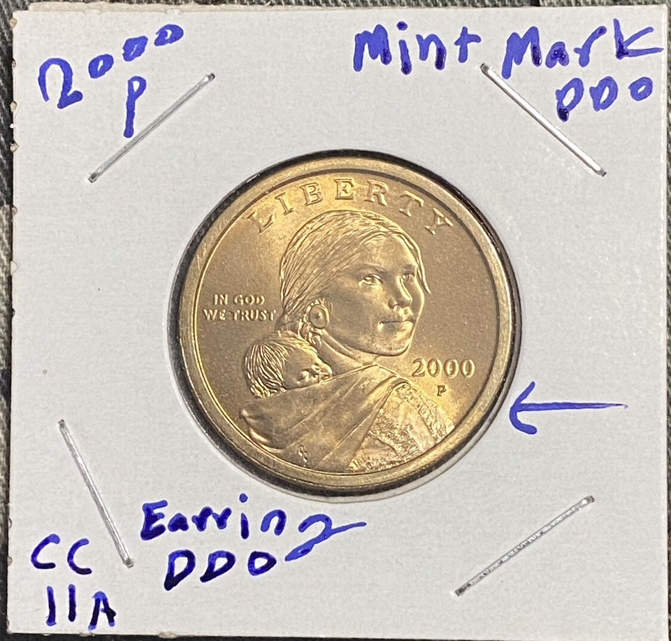 🔥🔥2000 P Sacagawea Dollar Coin Unidentified Mint Mark DDO .re Punch ...
