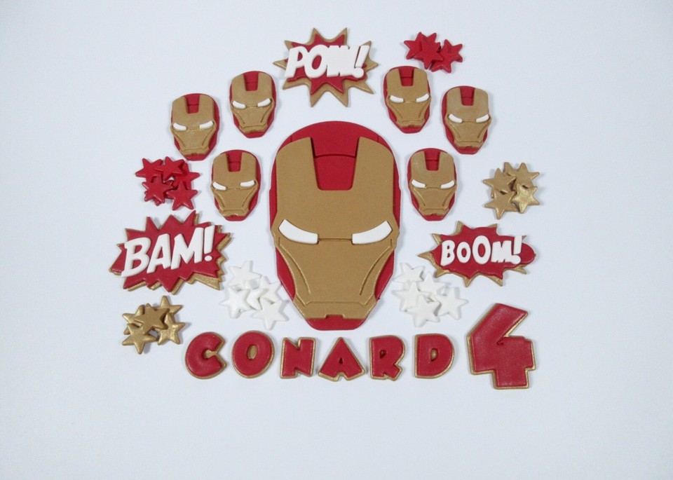 Iron Man Cake Topper Edible Fondant Personalised Birthday Party ...