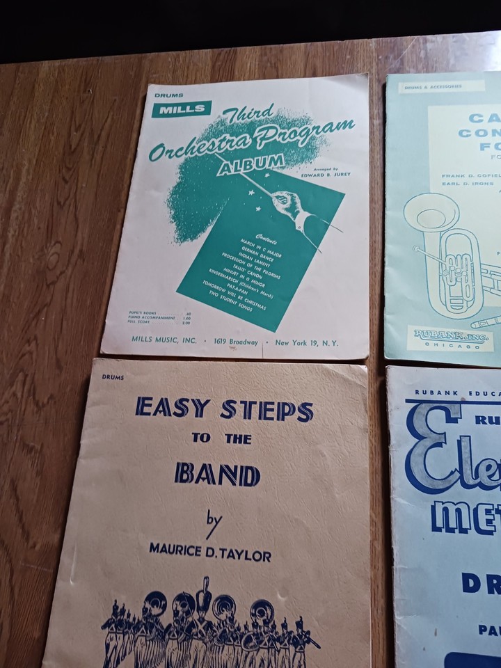 6 Vintage DRUMS Marching Band Sheet Song Books Phil Grant Instructional ...