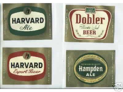 4 BEER BOTTLE LABELS HARVARD ALE DOBLER BEER HAMPDEN | eBay