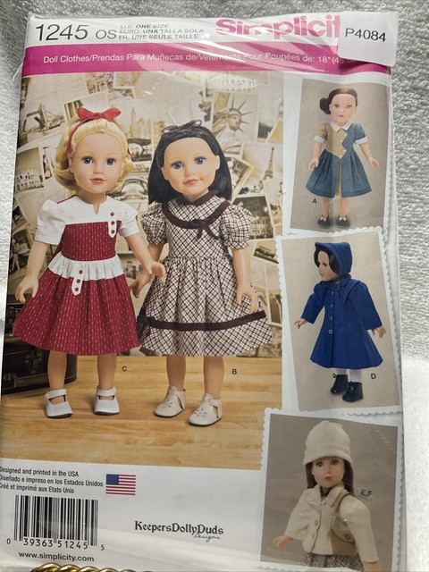 Simplicity 1245 American Made 18 Inch Sewing Pattern for 18" Girl Doll ...