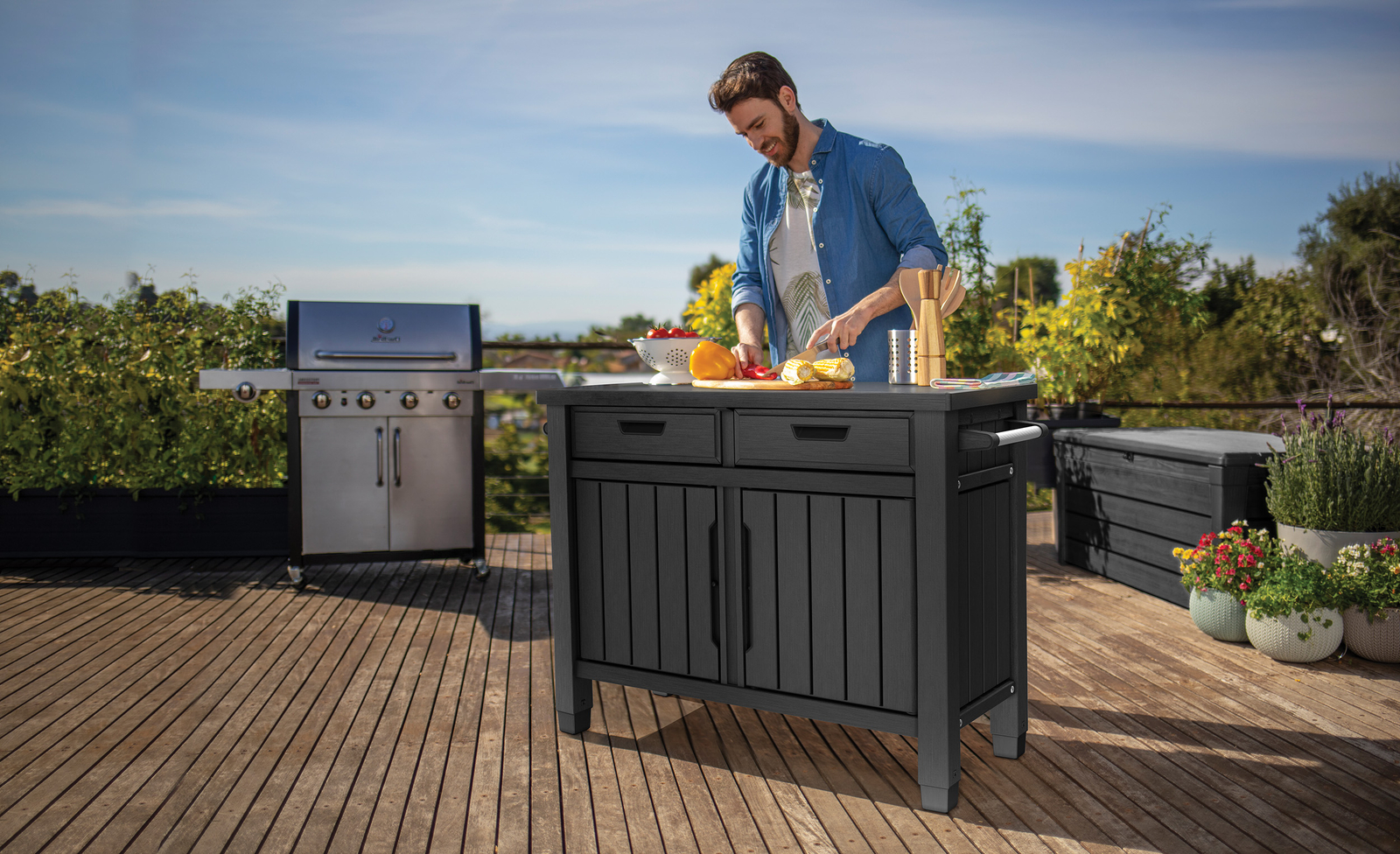 Keter Service-Tisch "Unity XL Entertainment" Beistelltisch Grilltisch ...
