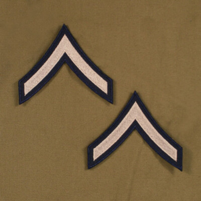 US WW2 Style Private First Class (PFC) Rank Stripes. Khaki on Blue ...