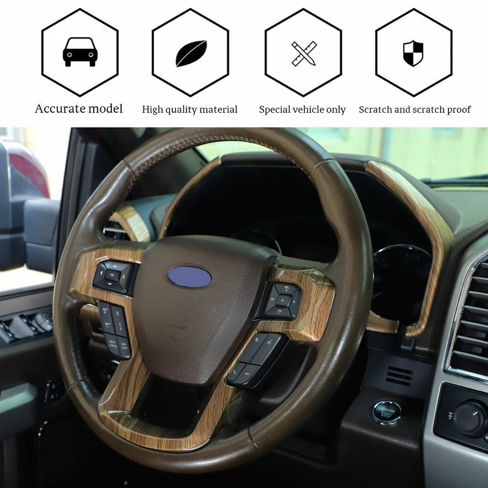 19x Wood Grain Interior Center Console Panel Cover Trim Kit For Ford ...
