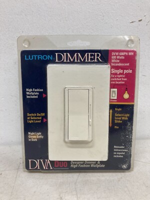 Lutron Contemporary Dimmer Switch DVW-600PH-WH 600W DIMMER | eBay
