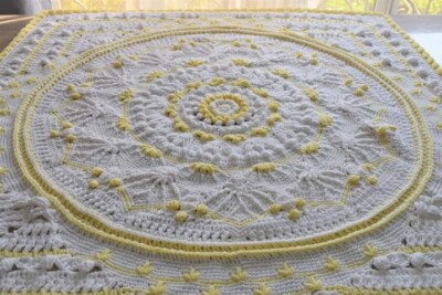 Virtue In Two Color Hand Made Crochet Blanket Throw 36"x36" | eBay