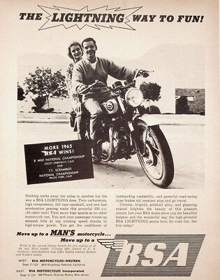 1965 BSA Lightning Motorcycle Ad Vintage Ride With Power and Style | eBay