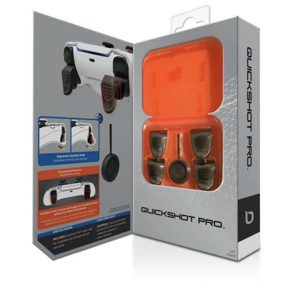 Bionik PS5 Quickshot Pro Trigger Caps with Storage Case (BNK-9059 ...