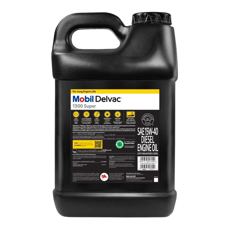 Mobil Delvac Premium Synthetic Blend Diesel Engine Oil 15W-40, 2.5 ...