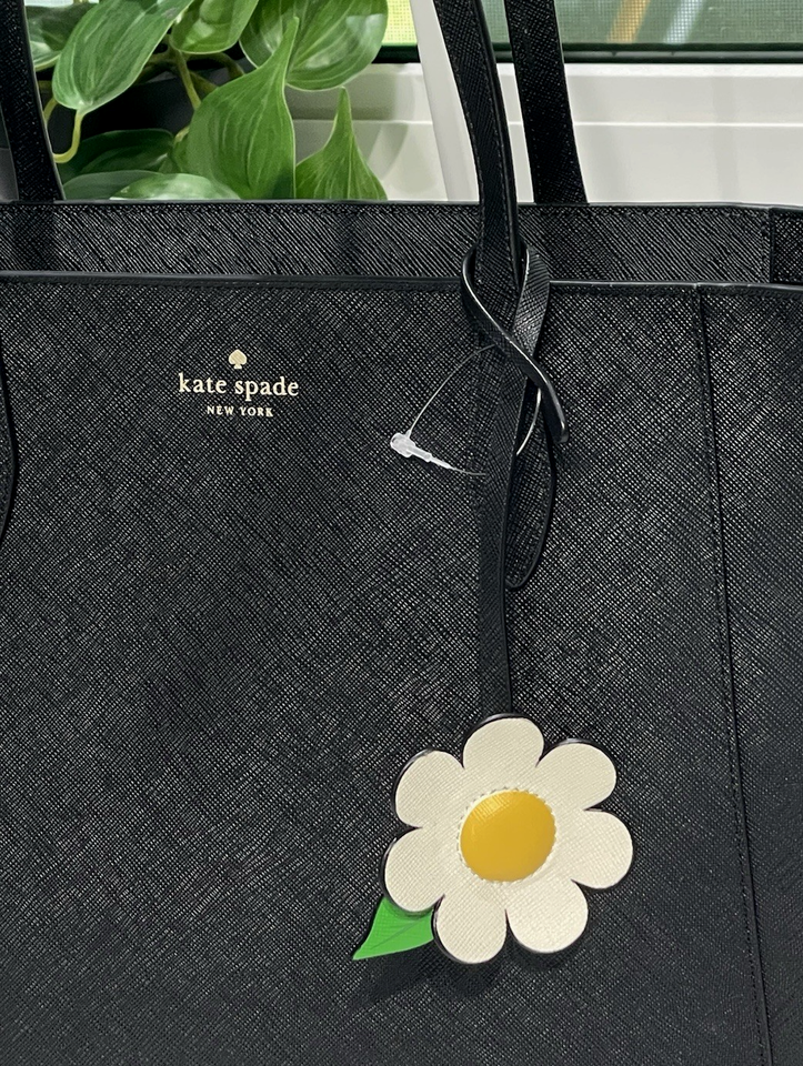 KATE SPADE DANA SHOULDER TOTE ZIP BAG PURSE CARRYALL BLACK DAISY FLOWER ...