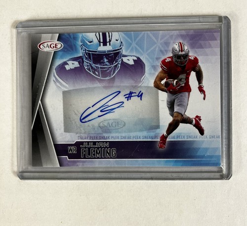 2022 Sage Sneak Peak Black NFL Football Julian Fleming Rookie Auto Ohio ...