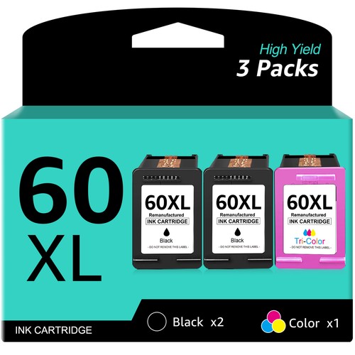 60 XL 60XL Ink Cartridges for HP C640WN D2680 F4280 F4480 F2430 DeskJet ...