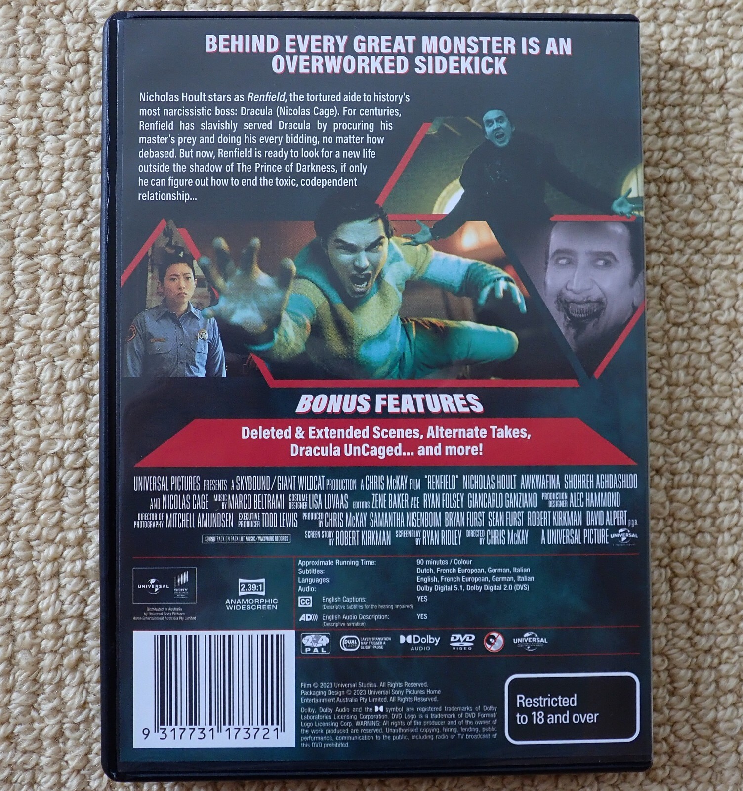 RENFIELD DVD REGION 4 CHRIS MCKAY NICHOLAS HOULT NICOLAS CAGE AWKWAFINA ...