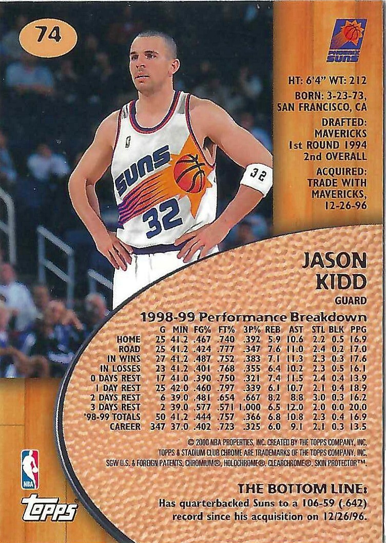 1999-2000 Topps Stadium Club Chrome Jason Kidd - Phoenix Suns | eBay