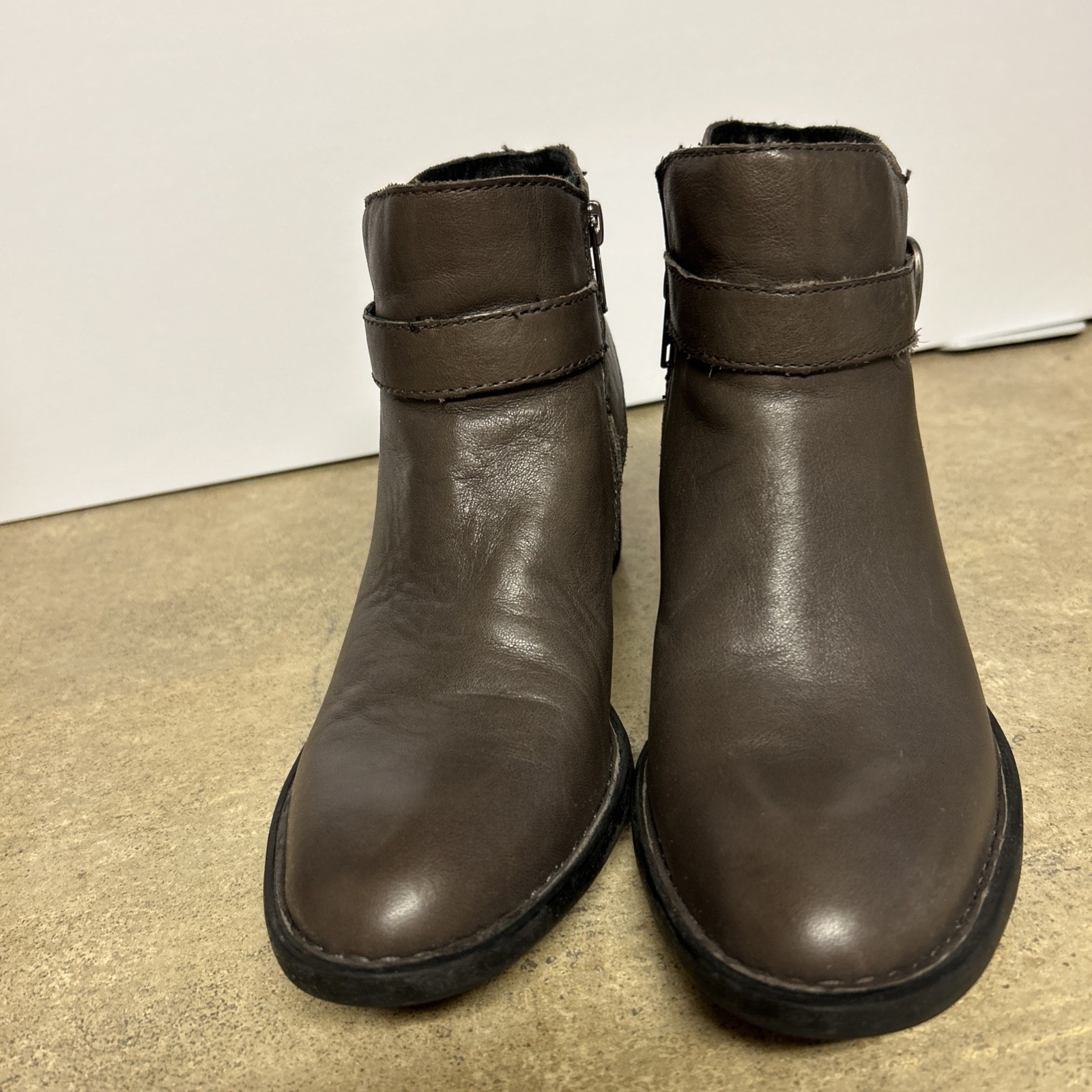 Born Booties In Brownish Taupe, Leather Uppers In Size 6M | eBay
