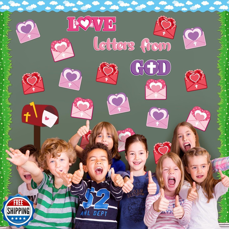BeYumi 87Pcs Valentine's Day Love Letters from God Cutouts Bulletin ...