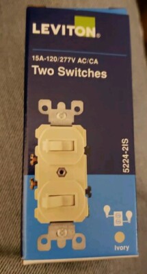 Leviton Combination Toggle Switch Ivory 15amp 1-Pole 120/277V S01-5224 ...