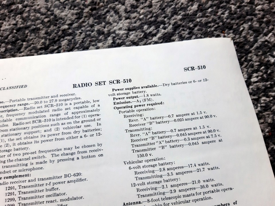 Telemarine Communications Co. Radio Set SCR-510 Data Tech Sheet Sales ...