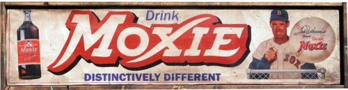 Moxie Ted Williams Antique Style Art Wood Baseball Advertising Trade ...