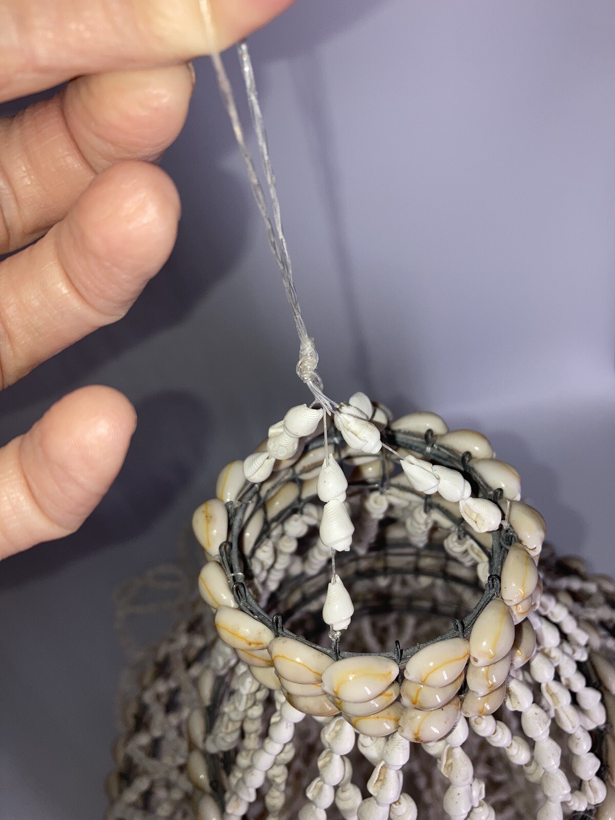 Chula Shell Chandelier 53” Wind Chime Hang Gorgeous Wire Fishing Line ...