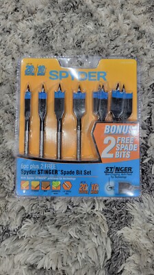 Spyder Stinger 8 Pc. Assorted 6-in Woodboring Spade Drill Bit Set 1/4 ...
