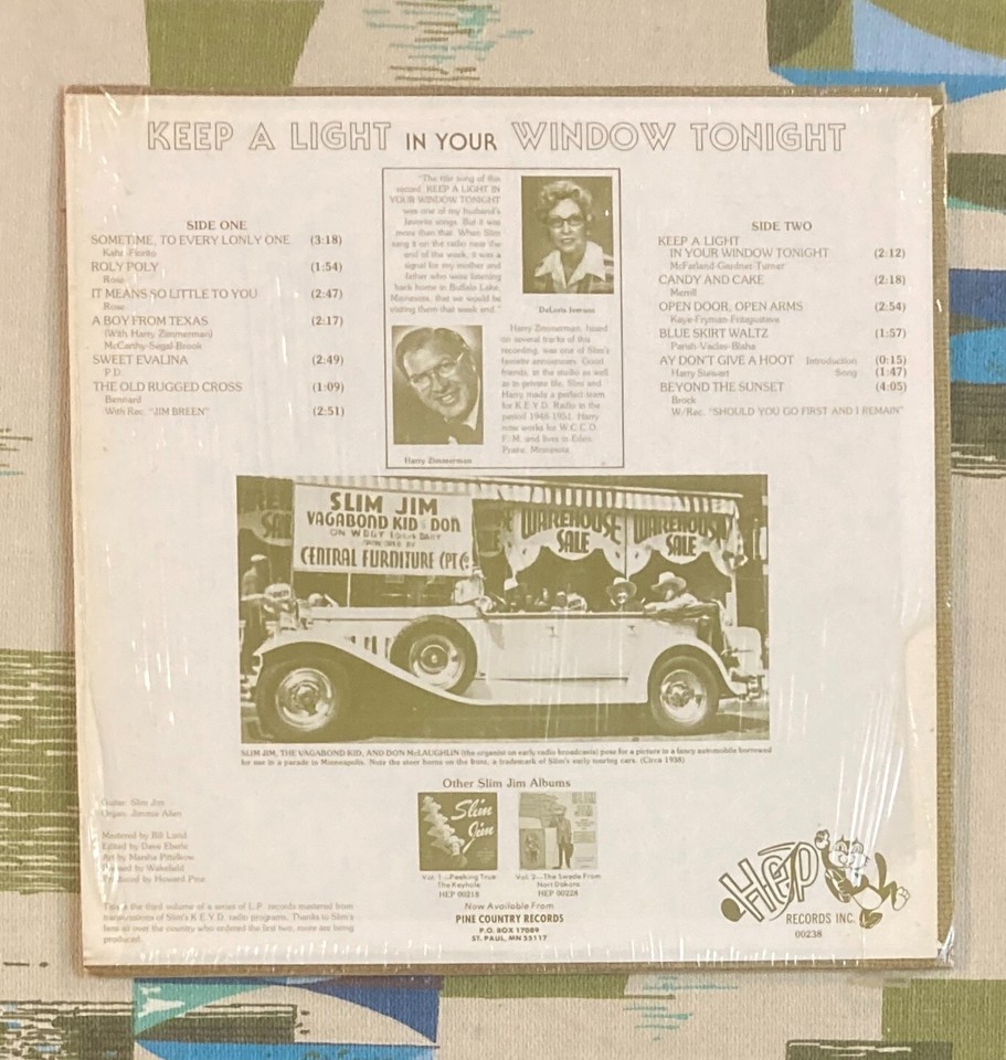 Slim Jim Sings Keep a Light in Your Window Tonight LP M/VG+ | eBay