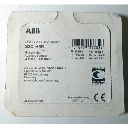 S2C-H6R ABB 2CDS200912R0001 Contact Block Spot Goods Brand New in Box ...