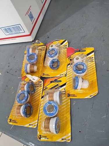 15pcs 5 Packs Bussmann Buss Type TL 15 Amp Time Delay Edison Base Plug ...