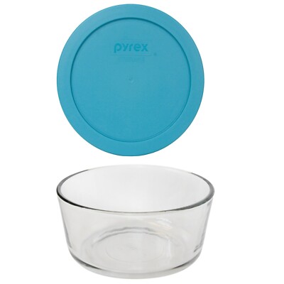 Pyrex (1) 7201 4-Cup Glass Bowl & (1) 7201-PC Teal Blue Lid | eBay