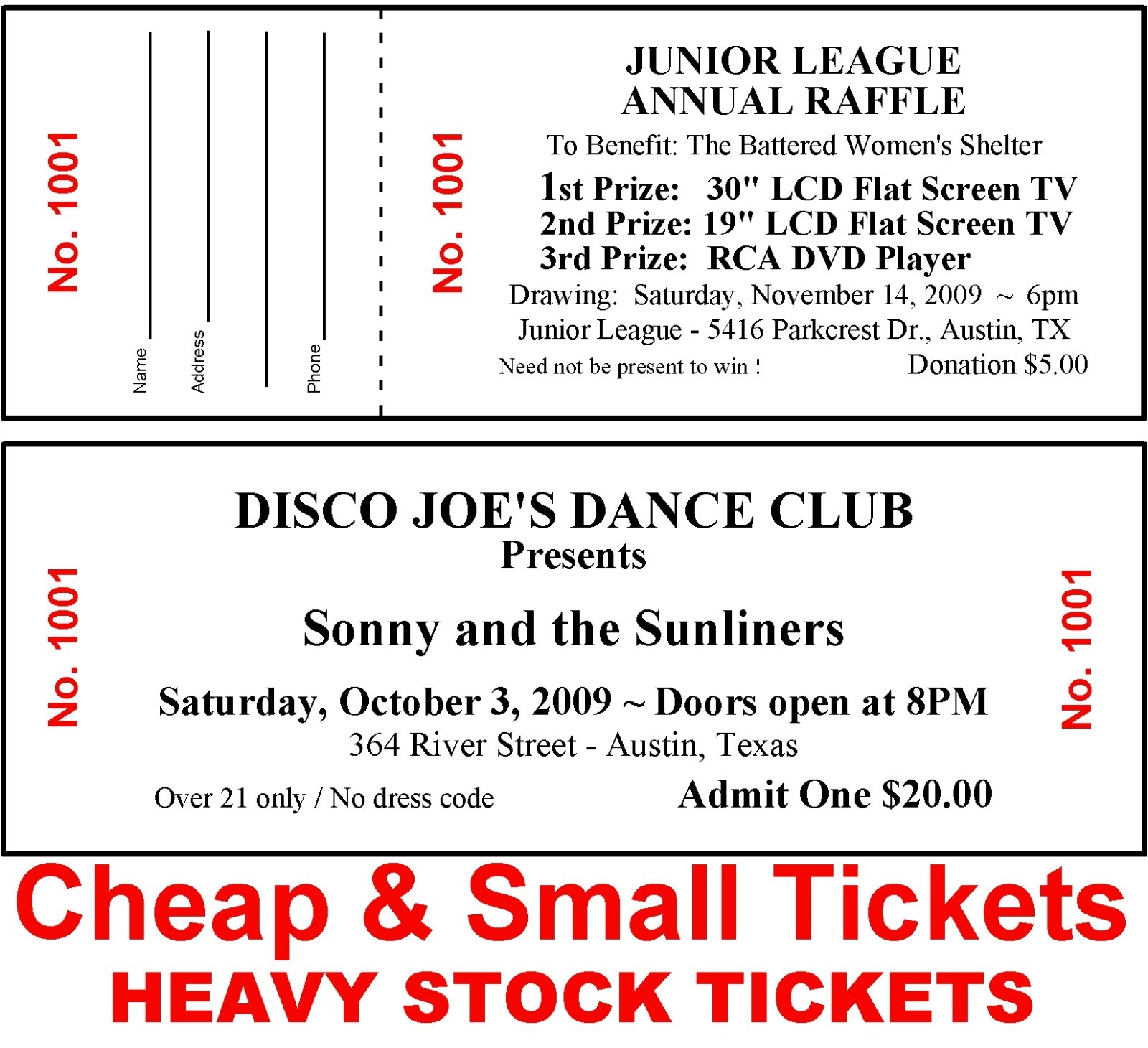 200 RAFFLE/ADMISSION-EVENT TICKETS~DRAWING Custom Printed Cheap&Small ...