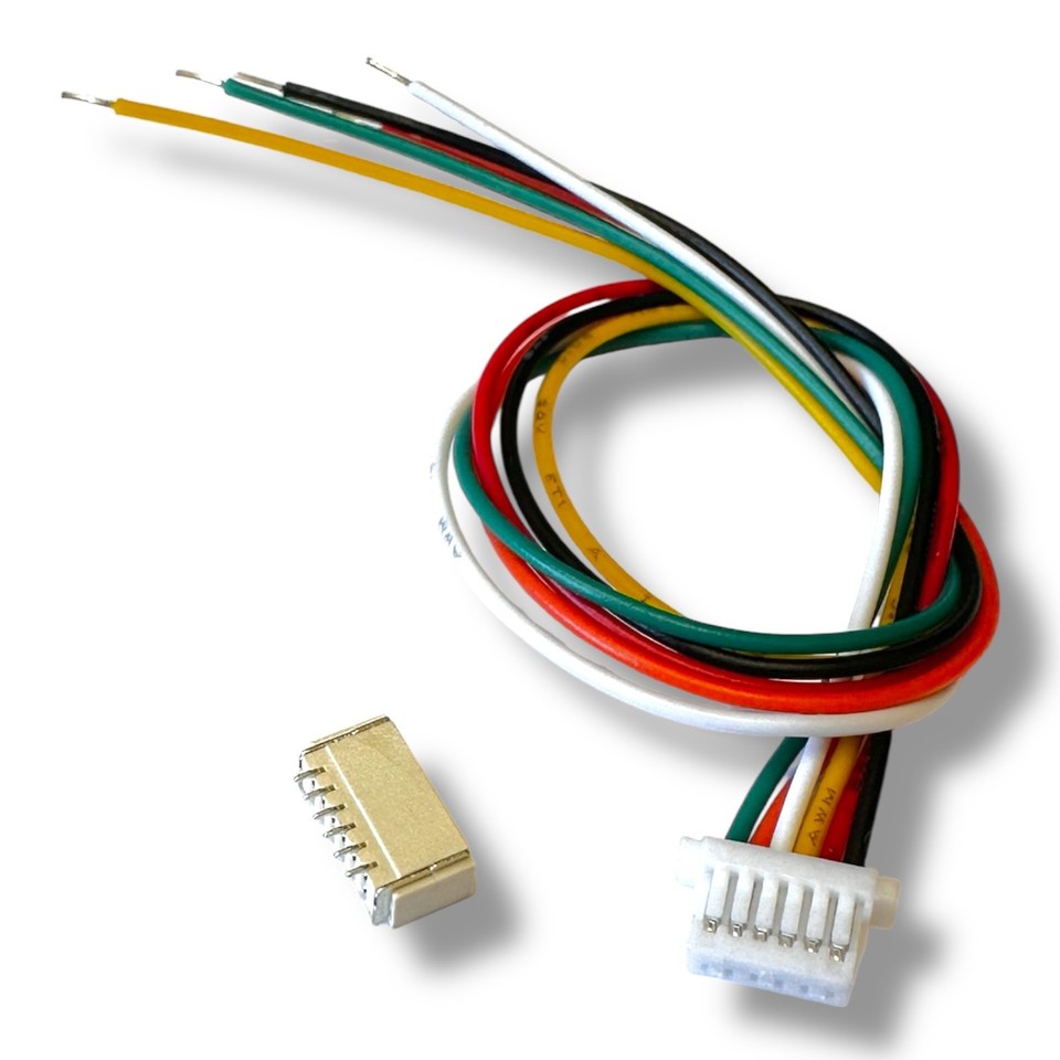 1x 6Pin SH 1.25 mm 1,25mm Micro JST Stecker inkl. 15cm Kabel 28AWG ...