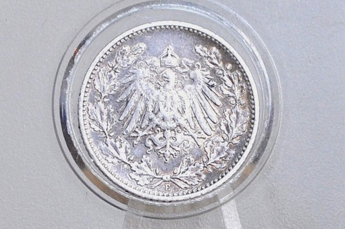Rare Silver 1907 German 1/2 Mark, E Mint Mark - XF+ - German Empire ...